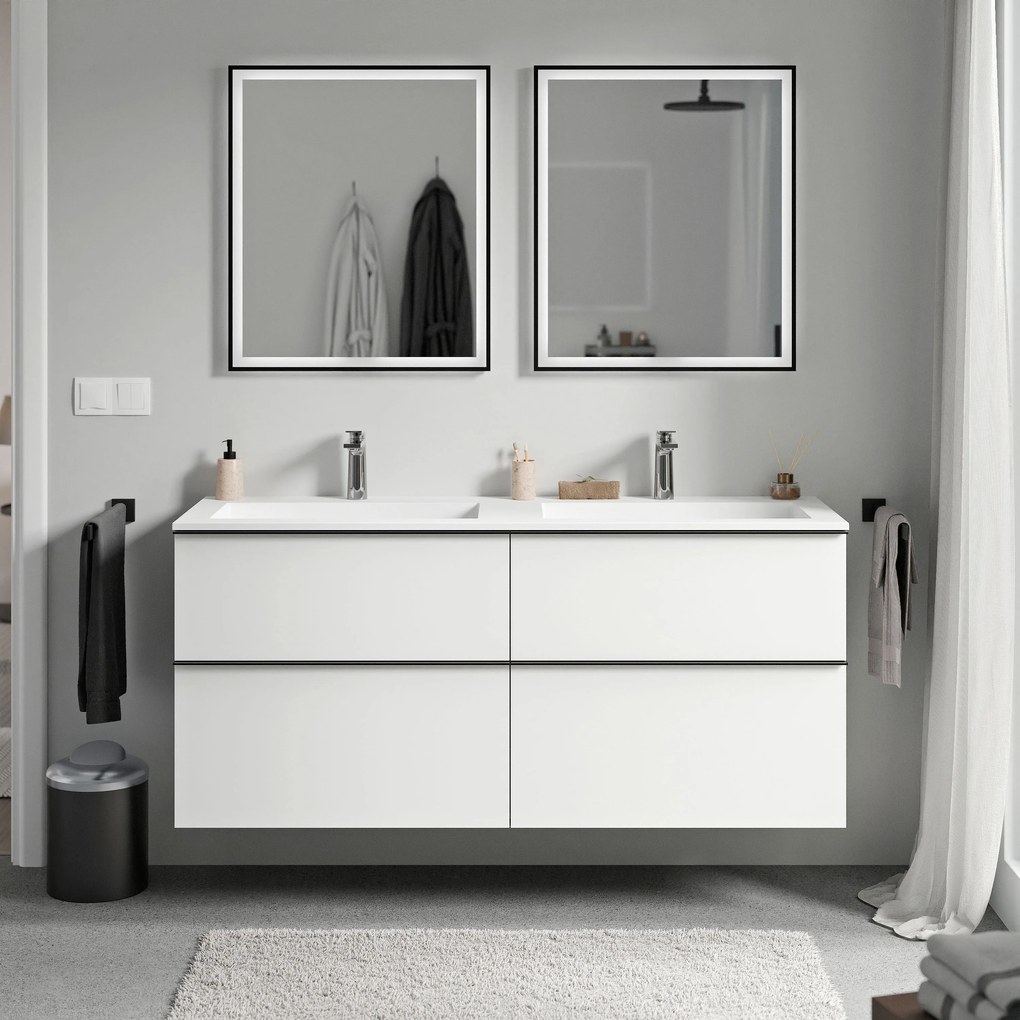 Koupelnová skříňka LAVOA 120 cm s umyvadlem z minerálního odlitku BRUXELLES
