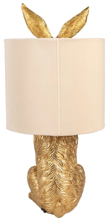 Zlatá stolní lampa králík s béžovým stínidlem Konijn – 20x43 cm
