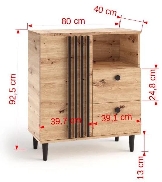 ADRK Komoda LIVIA 01 ART 80, dub artisan