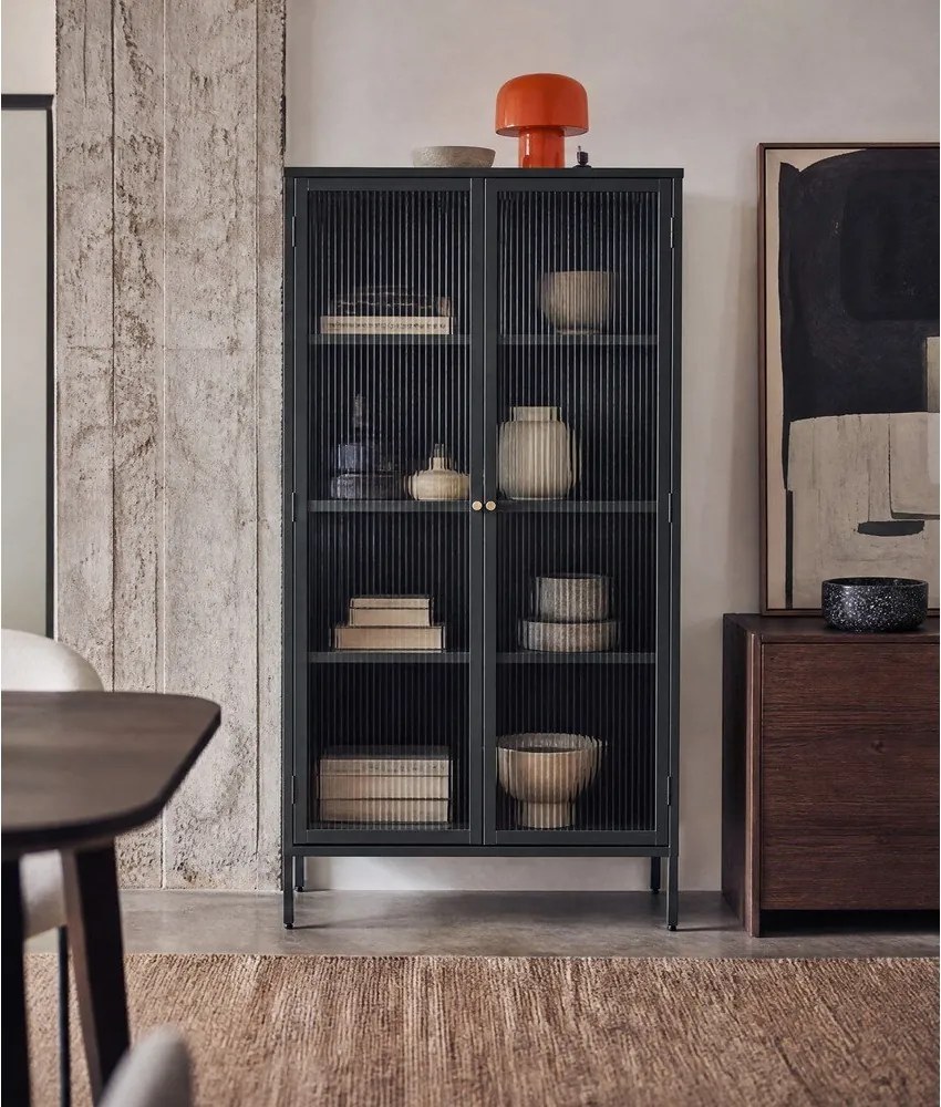 Tmavě zelená kovová vitrína 90x190 cm Bronco – Unique Furniture