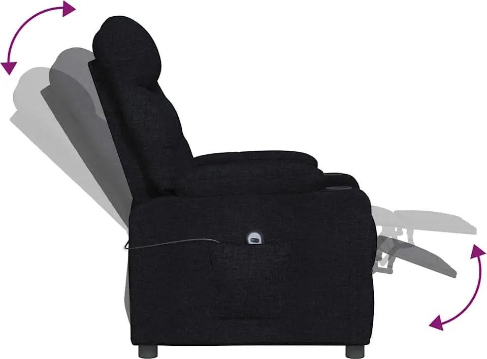 Elektrické polohovací křeslo černé textil 3098817