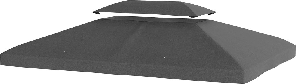 Outsunny náhradní střecha 4x3 m s dvouúrovňovou střechou, odtokovými otvory a UV ochranou, pouze střešní potah, RÁM NEZAHRNUJE, tmavě šedá