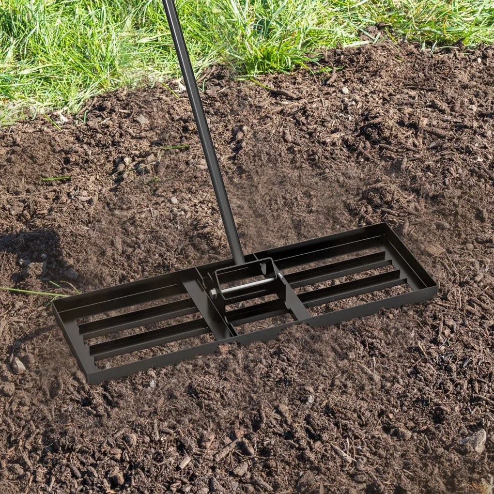 Costway Kovové hrábě na vyrovnávání trávníku s ergonomickou rukojetí pro hrábě