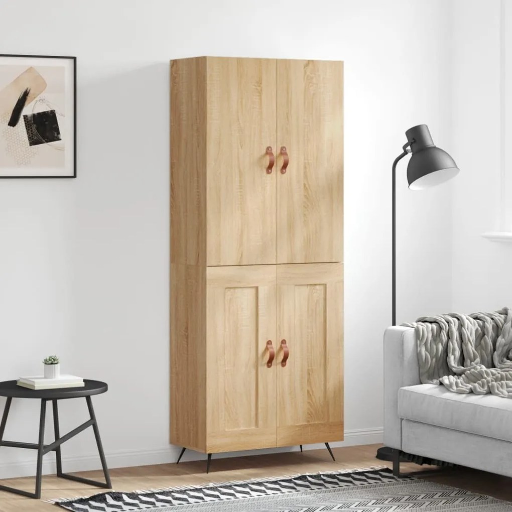 vidaXL Skříň highboard 69,5 x 34 x 180 cm kompozitní dřevo [3195763] Barva: Černá