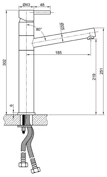 Sapho - Dřezová baterie MINIMAL 30 cm nerez
