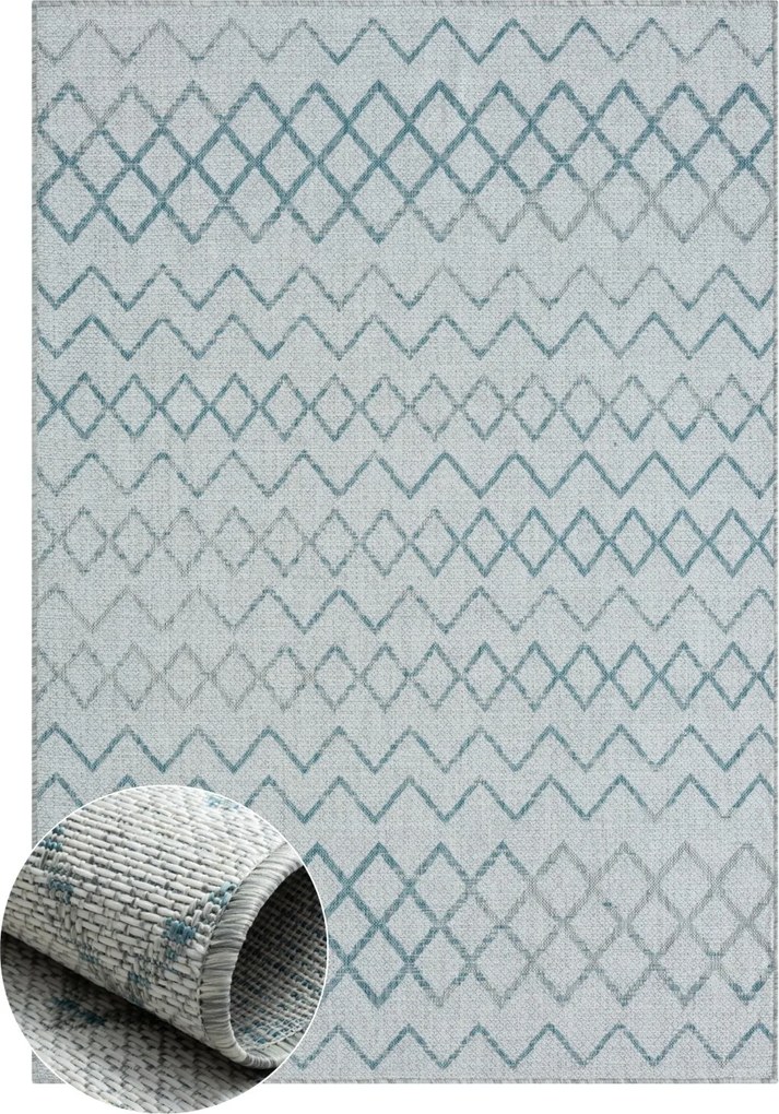 My Flair, Kusový koberec Illusio grey – na ven i na doma, 80x150, modrá, chodba / předsíň