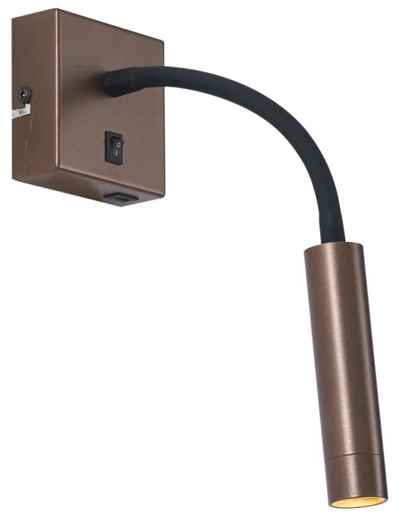 Moderní bronzová nástěnná lampa s portem USB-C - Gosna