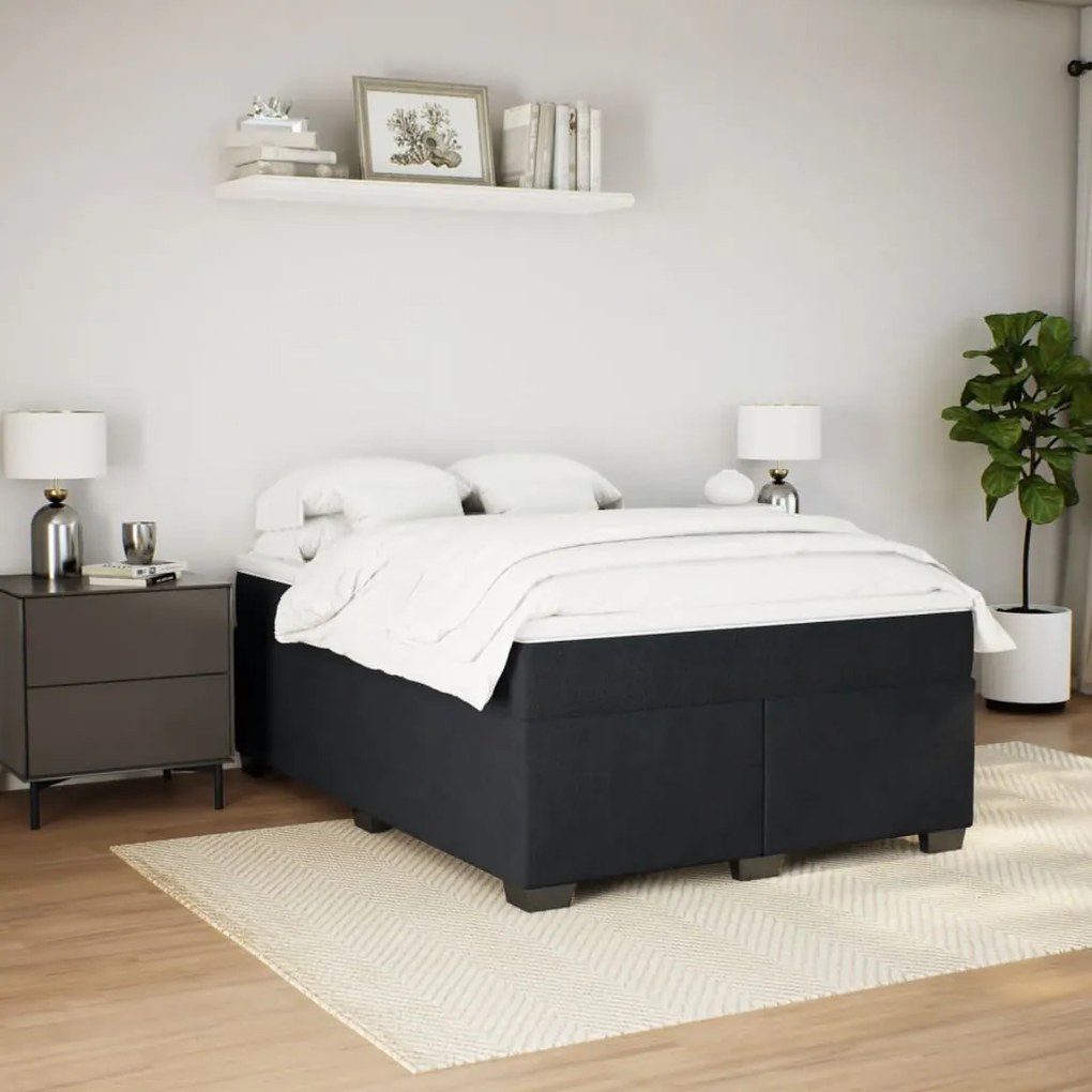 Box spring postel s matrací černá 140x200 cm samet 3285289