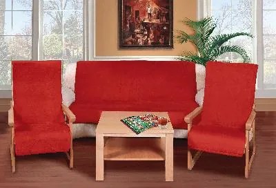 Bellatex Souprava Korall micro 3+1+1 Červená 150x200 cm, 2ks 65x150 cm