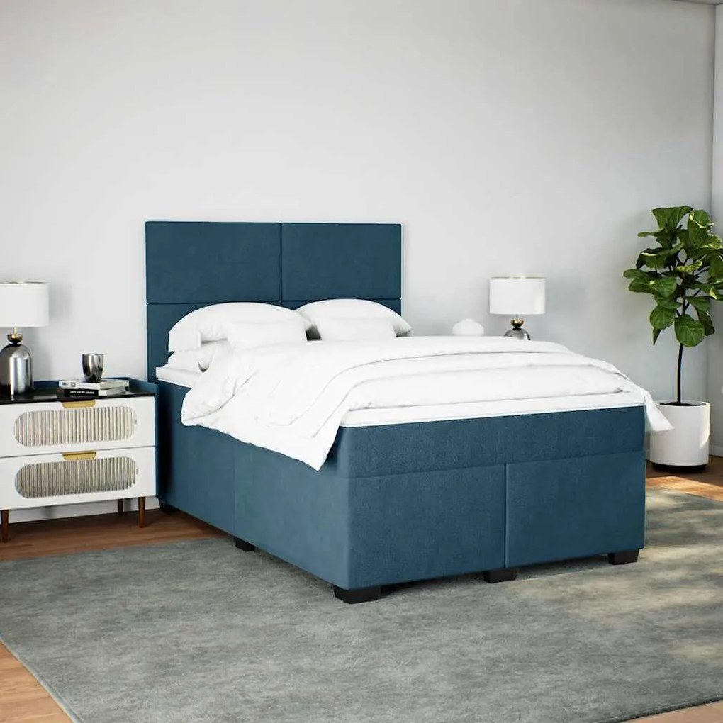 Box spring postel s matrací modrá 160 x 200 cm samet 3293252