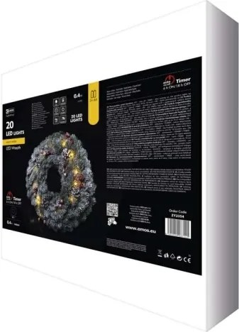 LED vánoční věnec EMOS DCTW06 ZY2354 2xAA teplá bílá časovač vnitřní použití