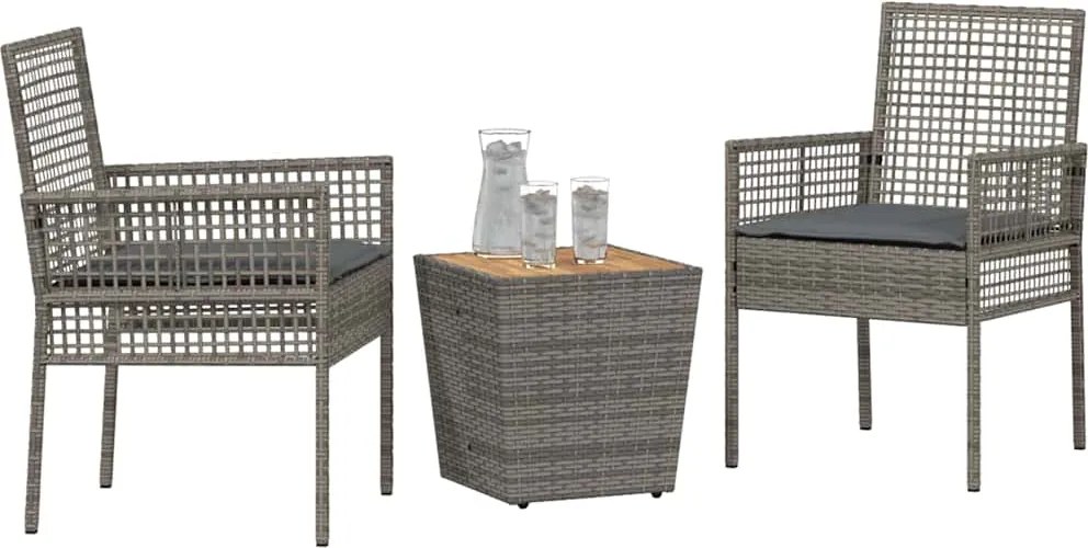 Zahradní bistro set 3 ks Šedá polyratan 3334961