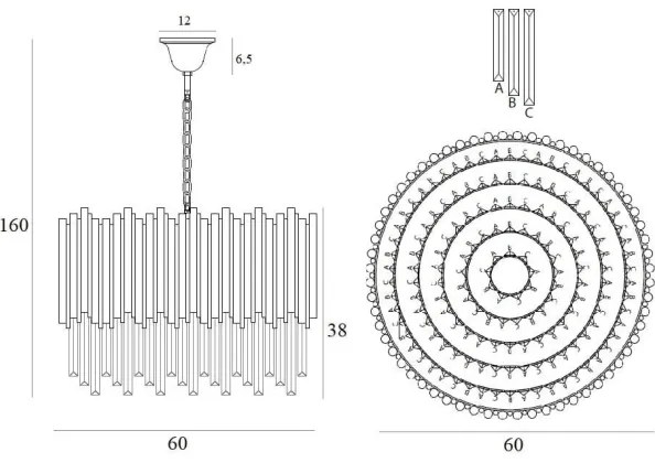 MAXLIGHT P0284 - Lustr na řetězu VOGUE 12xE14/40W/230V pr. 60 cm zlatá