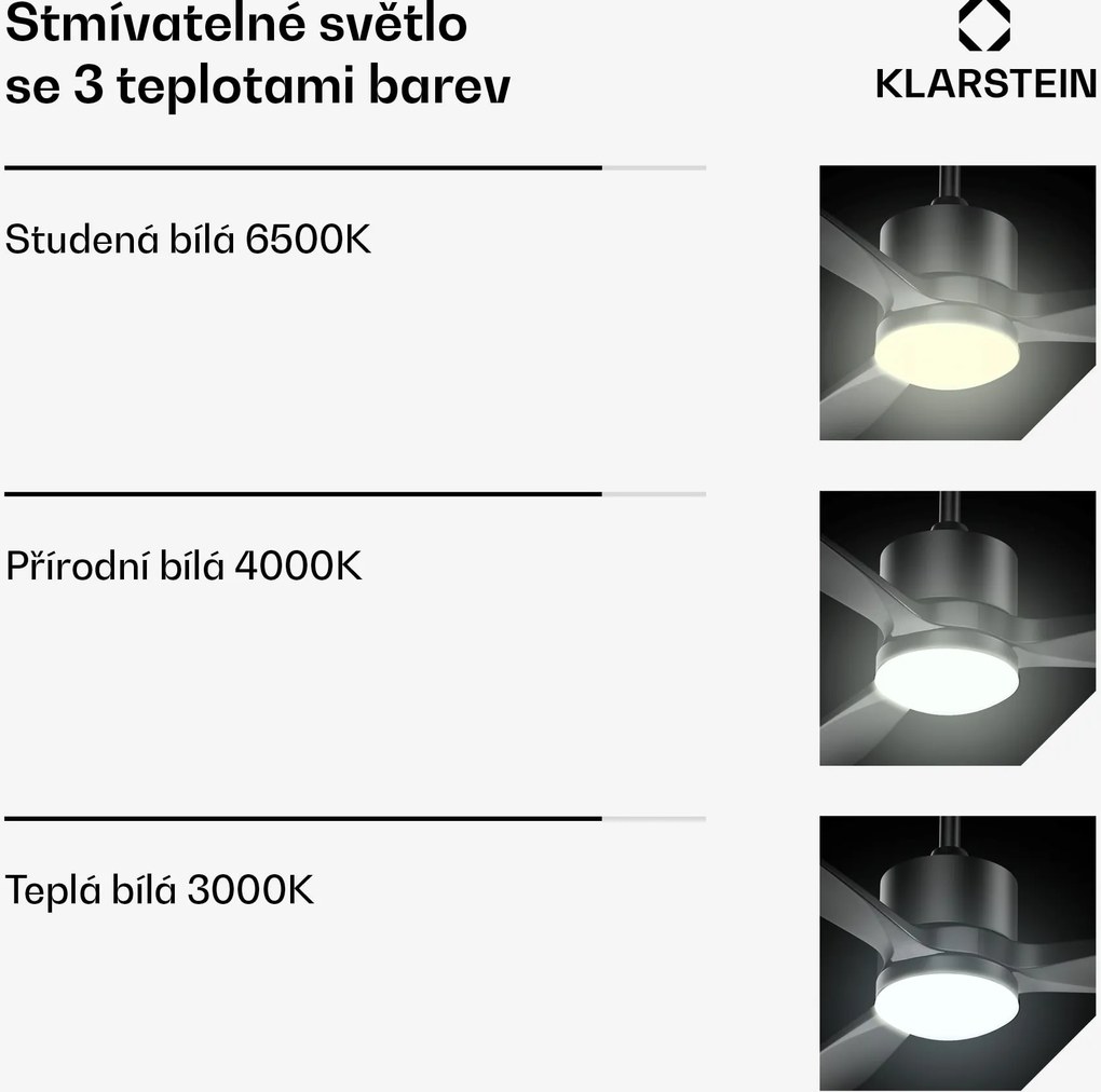 Klarstein SkyBreeze inteligentní stropní ventilátor se světlem | 132 cm | 27 W | Tichý | LED | Dřevo