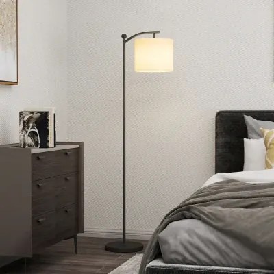 HOMCOM Stojací lampa, nastavitelné možnosti osvětlení, nožní spínač, dálkové ovládání, kov, černá