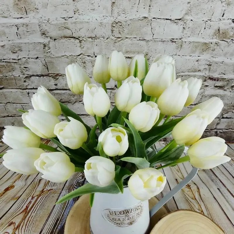 Umělý tulipán krémovo- bílý- 43 cm, č. 9