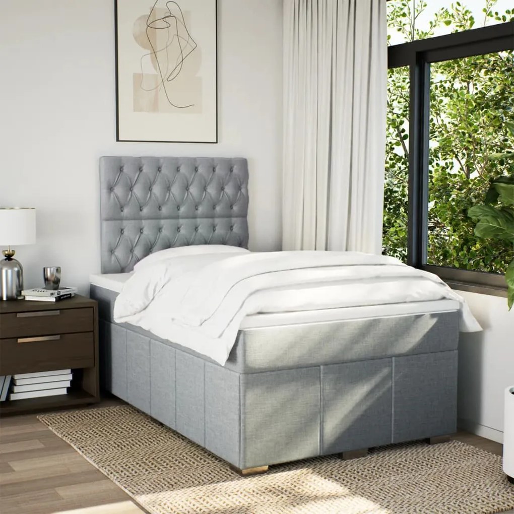Box spring postel s matrací světle šedá 120x190 cm textil 3291614