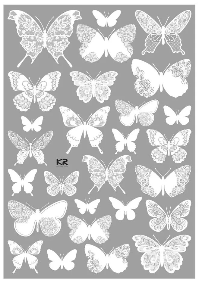 Sada 26 samolepek Ambiance Chic Butterflies White