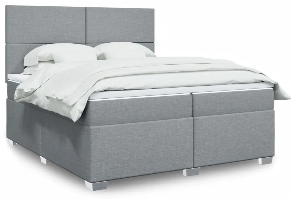Box spring postel s matrací světle šedá 200 x 200 cm textil 3290588