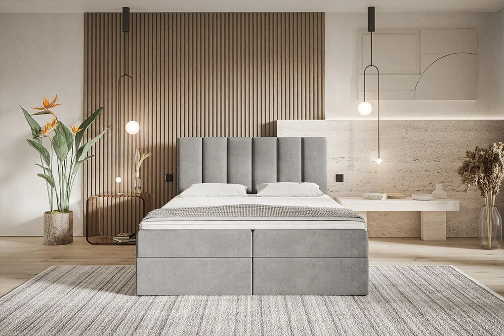 Čalouněná boxspring postel Axel 160x200 cm Barva: Modrá - Kronos 09