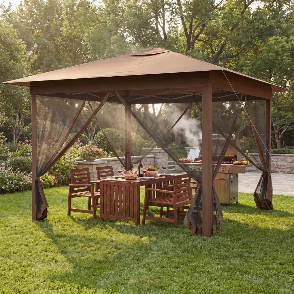 Costway Gazebo One Push Výškově nastavitelné s moskytiérou Dvojitá střešní taška