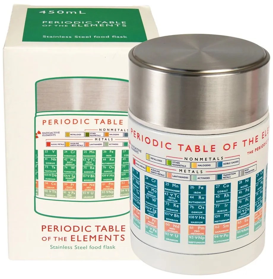 Krémová/ve stříbrné barvě termoska na jídlo/dětská 450 ml Periodic Table – Rex London