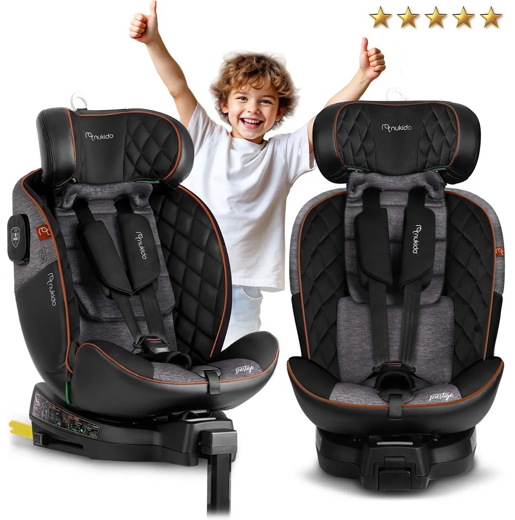 Autosedačka Nukido Prestige Line 0-36 kg ISOFIX v černé a šedé barvě pro bezpečné cestování