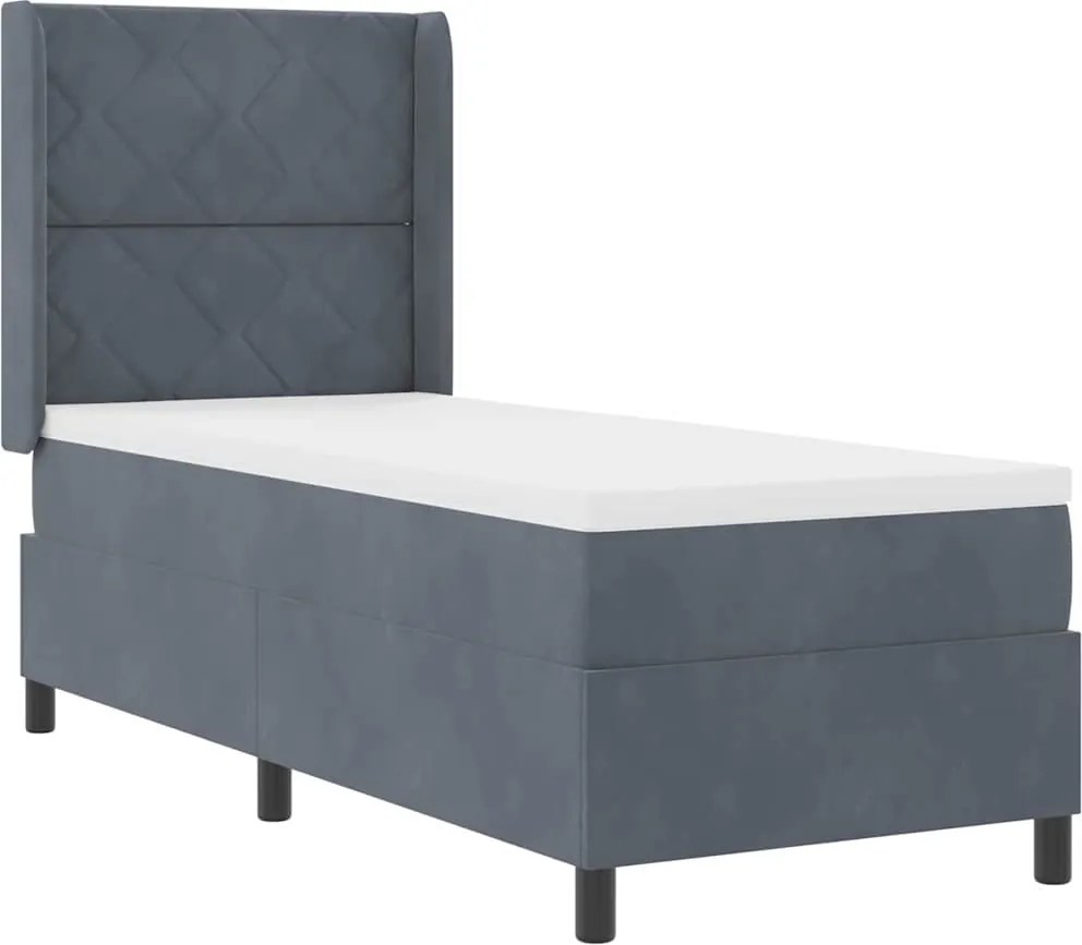 Postel s boxspringem s čelo Tmavě šedá 80 x 200 cm samet 3342033