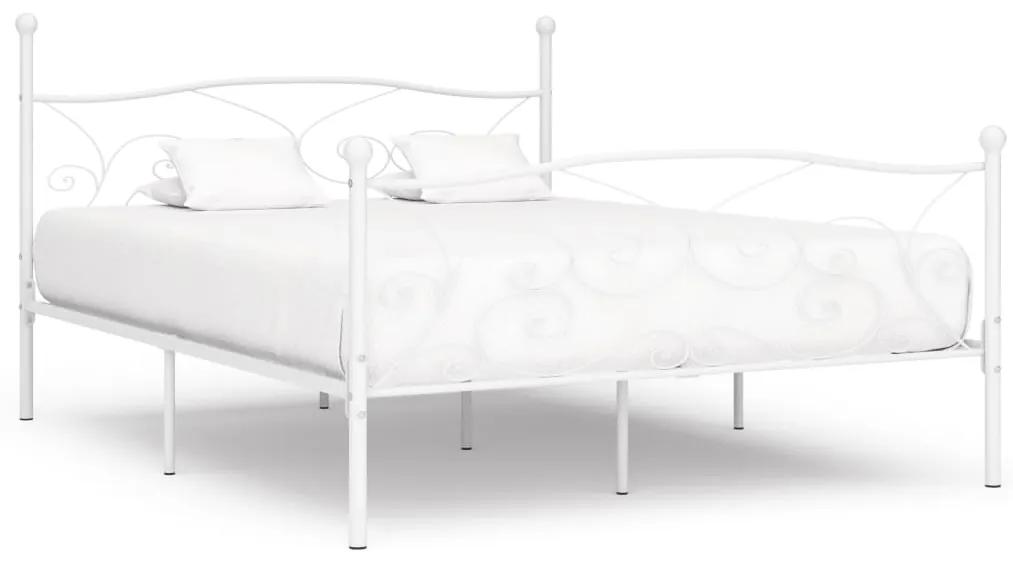 Rám postele s laťkovým roštem bílý kov 180 x 200 cm,  284452
