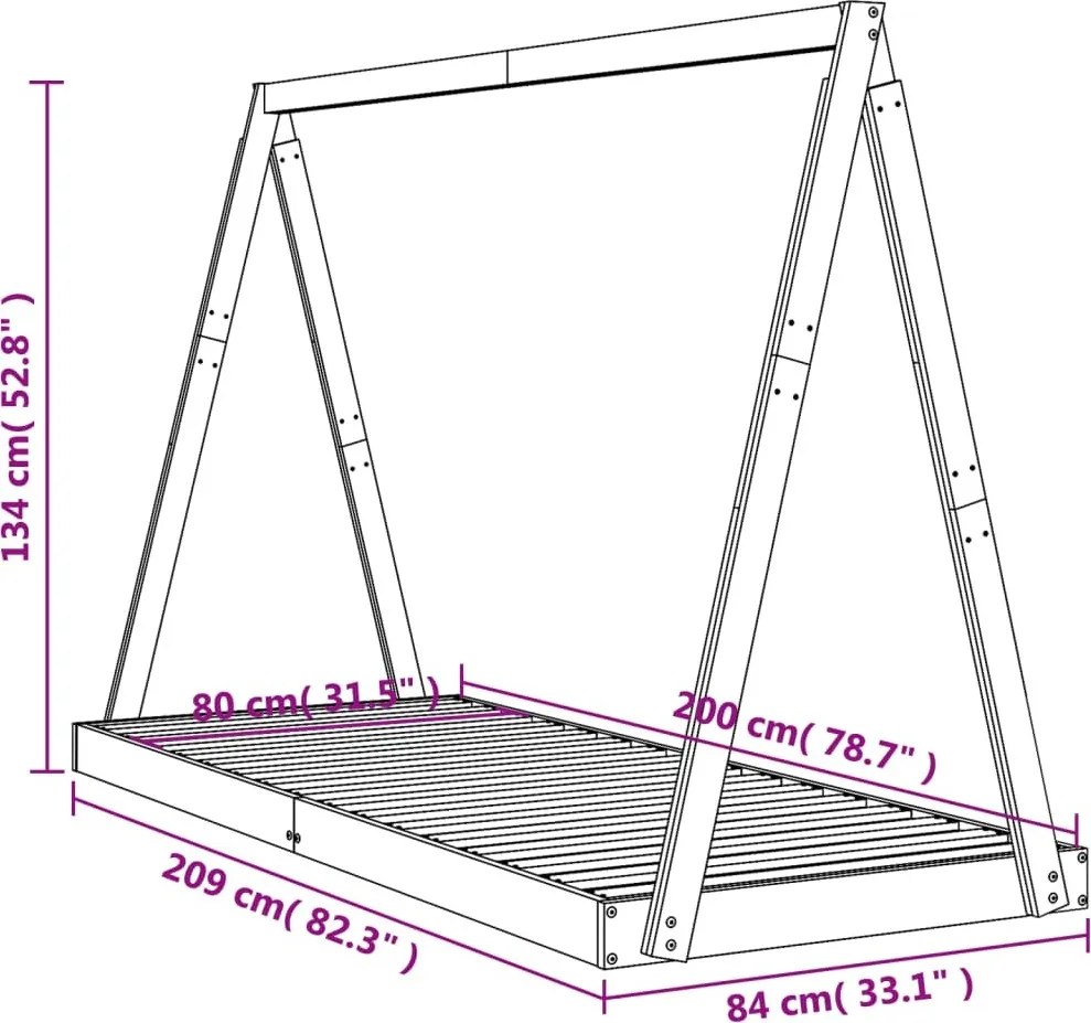 vidaXL Dětská postel 80 x 200 cm masivní borové dřevo [834535] Barva: Bílá