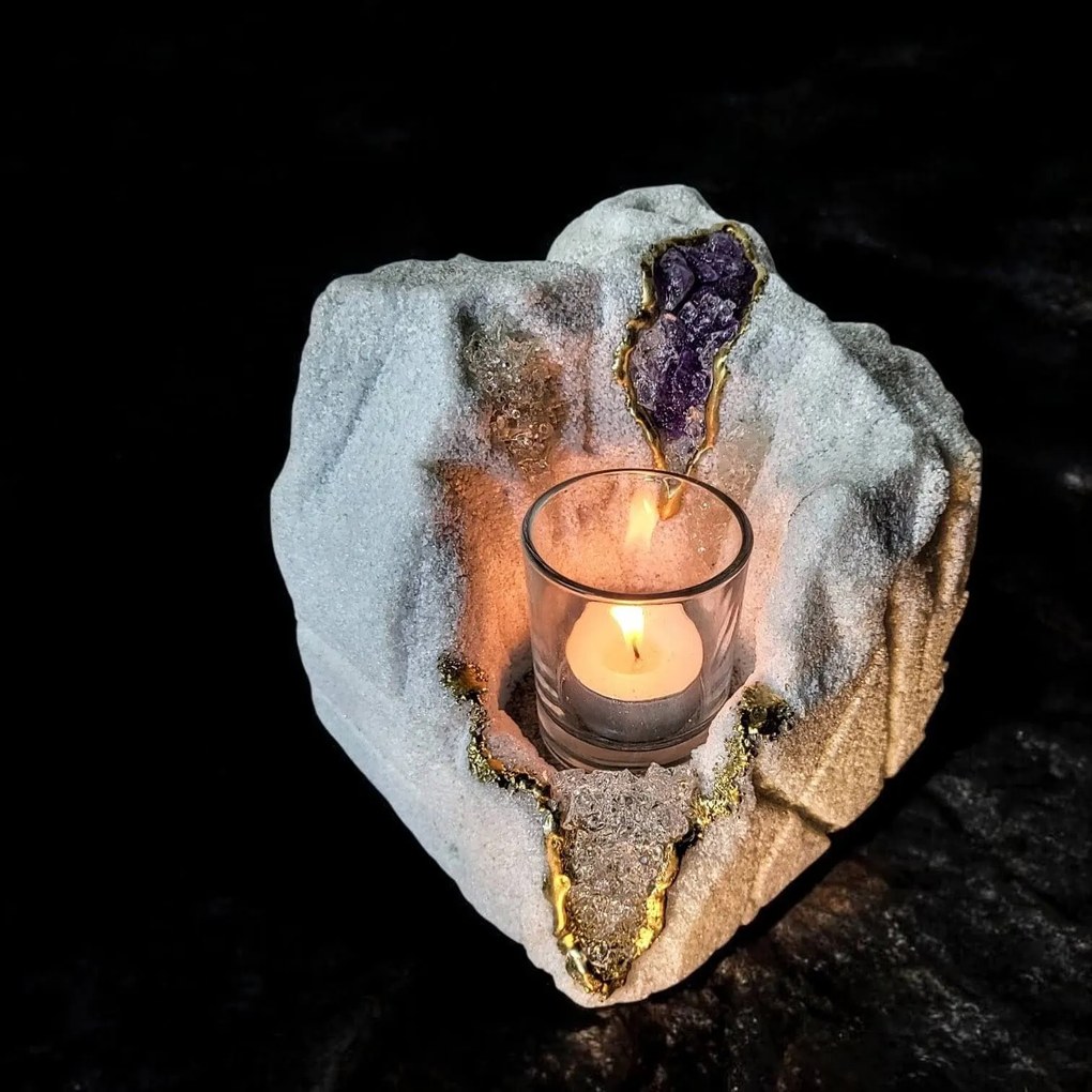 Skleněná geoda a svícen ARCTIC GLACIER | Decorhand