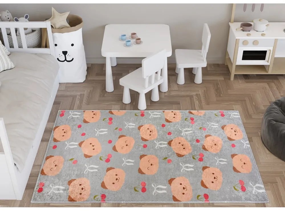 Šedý/hnědý pratelný dětský koberec 160x230 cm Cute Teddies – Vitaus