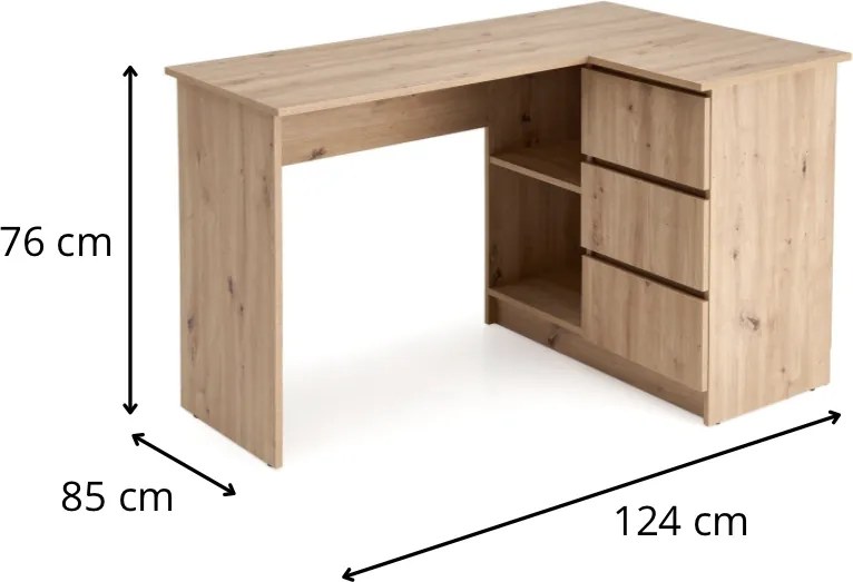 Rohový psací stůl Bega dub artisan