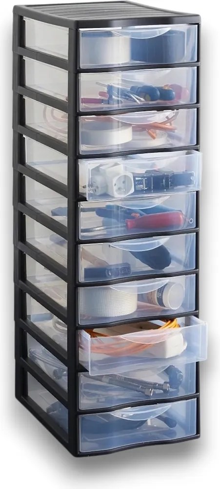 SUNDIS Úložný box s 10 zásuvkami, antracit, OFFICEMIX A4