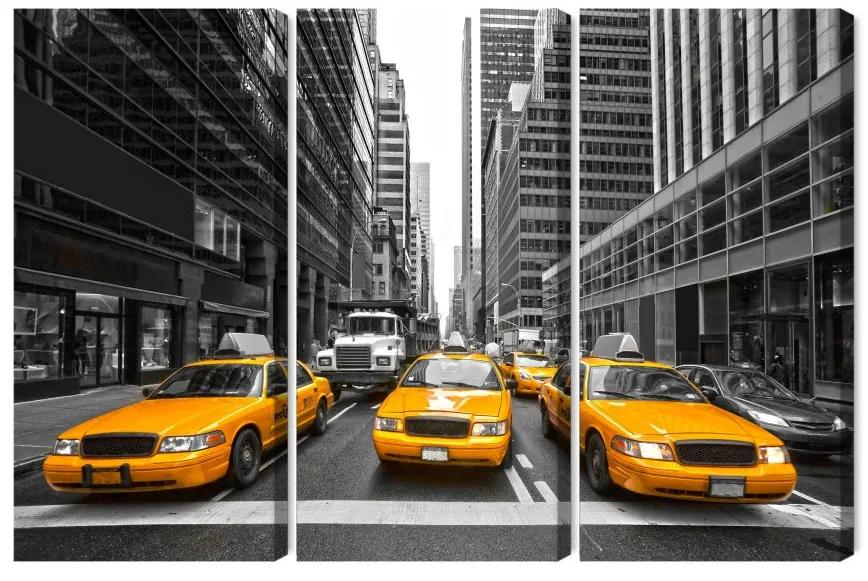 Vícedílný obraz Žluté Taxíky V New Yorku Nedostatek Nedostatek Přírodní plátno 60x40