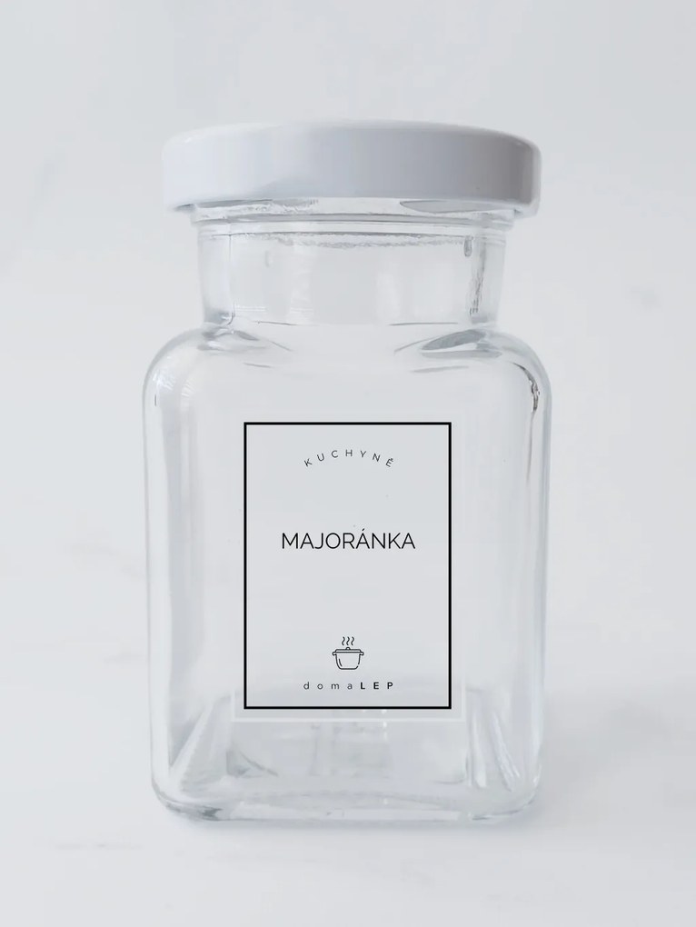 Samolepka na kořenky MAJORÁNKA průhledná 3 × 4 cm základní písmo