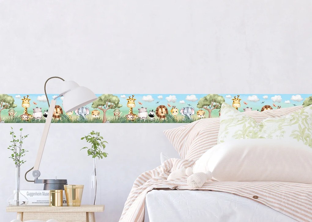 Dětská samolepící bordura na zeď Džungle Safari | 5 m x 13.8 cm | DWBD8009