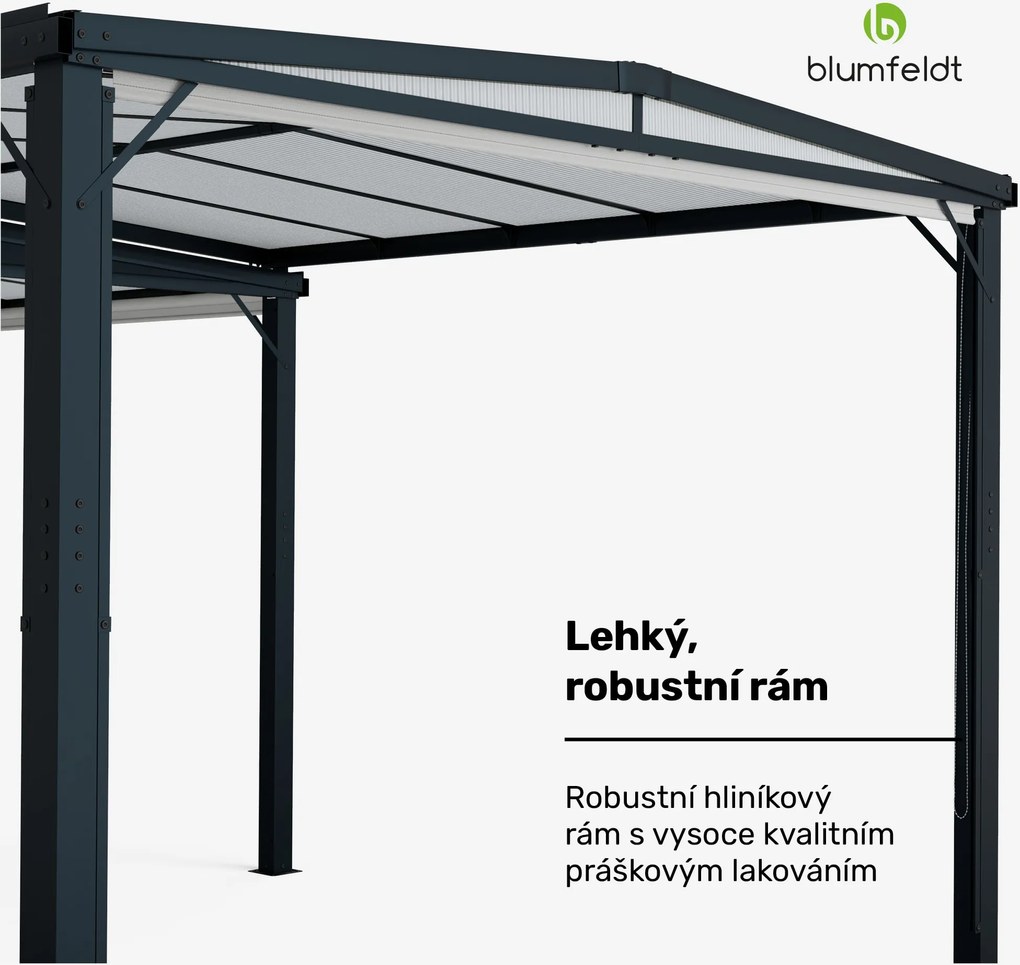 Blumfeldt Pantheon Cortina Solid Sky Expand zahradní altán 3x6, odolný proti povětrnostním vlivům, rozšiřitelný