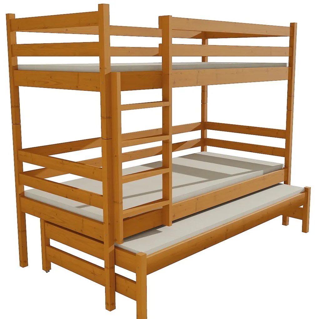Patrová postel s výsuvnou přistýlkou PPV 015 90 x 190 cm - OLŠE