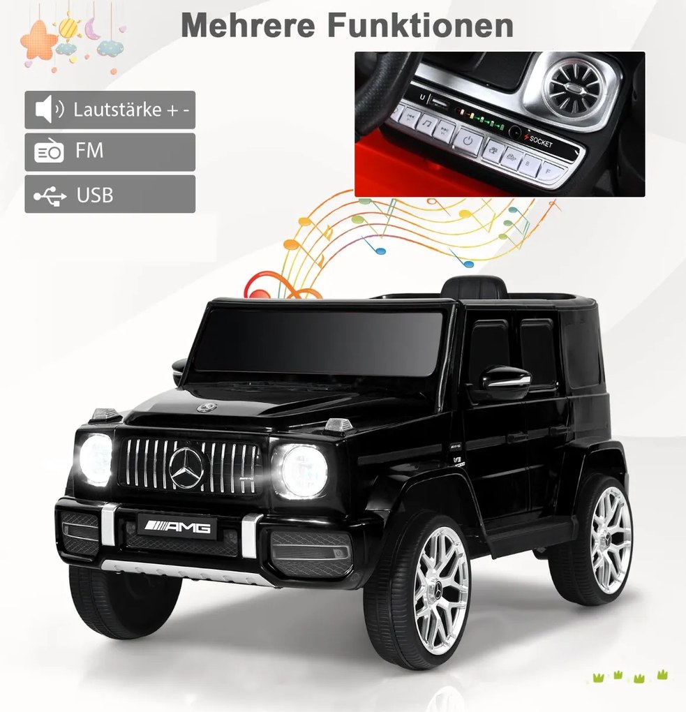 Costway Černé elektrické autíčko Mercedes Benz s hudbou a světlomety pro děti
