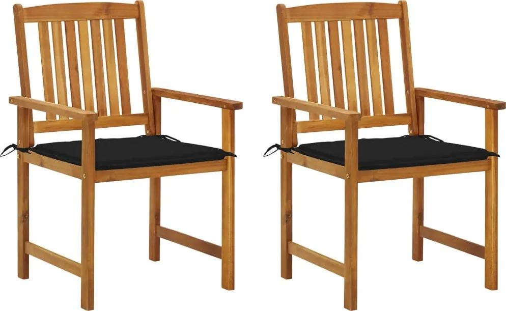 vidaXL Zahradní židle s poduškami 2 ks masivní akáciové dřevo [3061167] Barva: Zelená