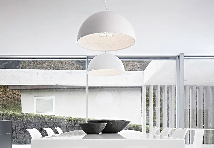 Flos Skygarden S1, matně zlatavé závěsné svítidlo s vnitřním štukem, 1x105W E27, prům. 60cm