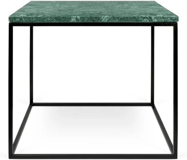 Zelený mramorový konferenční stolek s černými nohami TemaHome Gleam, 50 x 50 cm