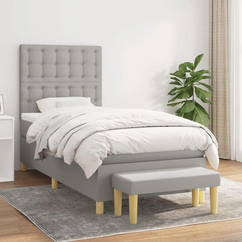 Box spring postel s matrací světle šedá 80 x 200 cm textil,  3137429