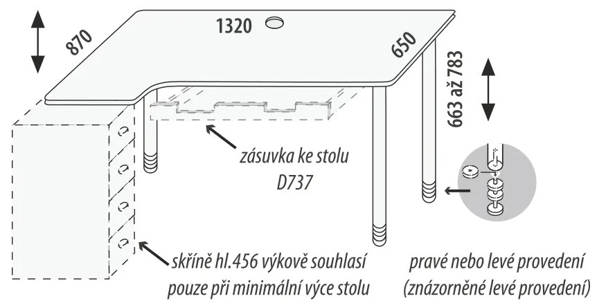 Psací stůl Ergo maxi Domestav D730 Materiál: Buk cink, Povrchová úprava: Moření