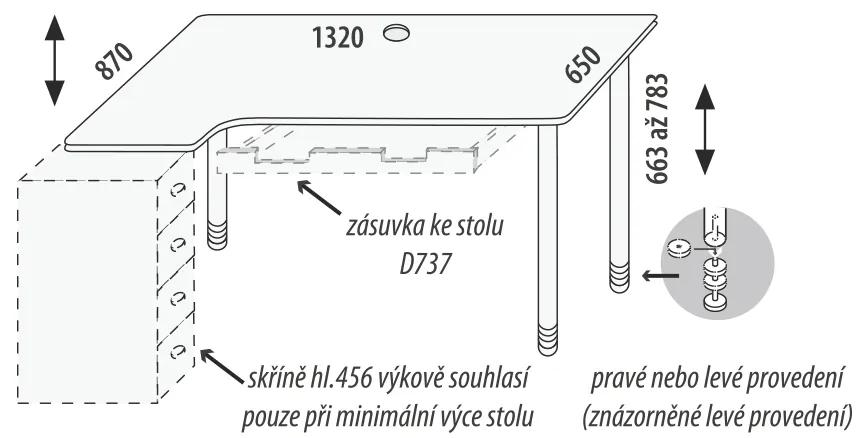 Psací stůl Ergo maxi Domestav D730 Materiál: Buk cink, Povrchová úprava: Olej