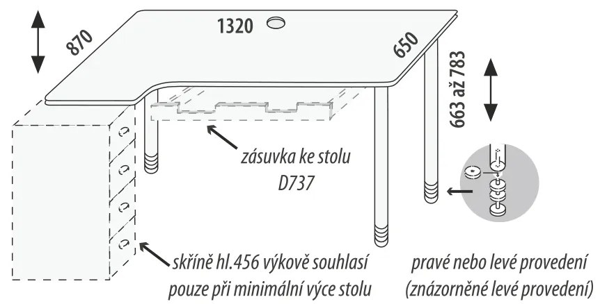 Psací stůl Ergo maxi Domestav D730 Materiál: Buk cink, Povrchová úprava: Přírodní provedení