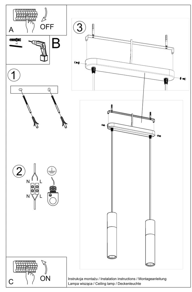 Sollux Lighting Závěsné svítidlo PABLO 2 Černá