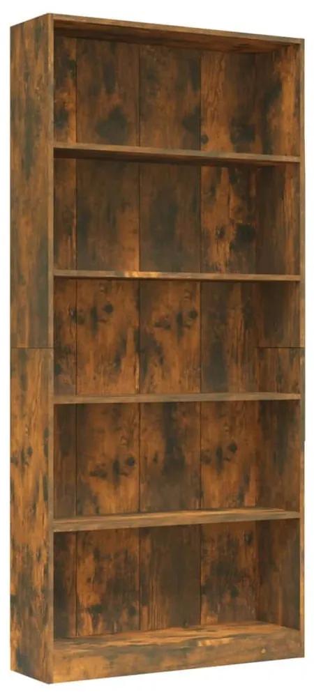 Petromila 5patrová knihovna kouřový dub 80 x 24 x 175 cm kompozitní dřevo
