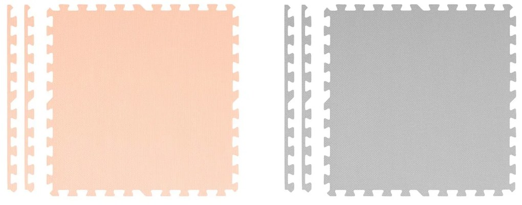 Ricokids šedo-broskvová velká pěnová podložka puzzle 180x180 cm 9 ks pro dětské hřiště a bezpečné hraní